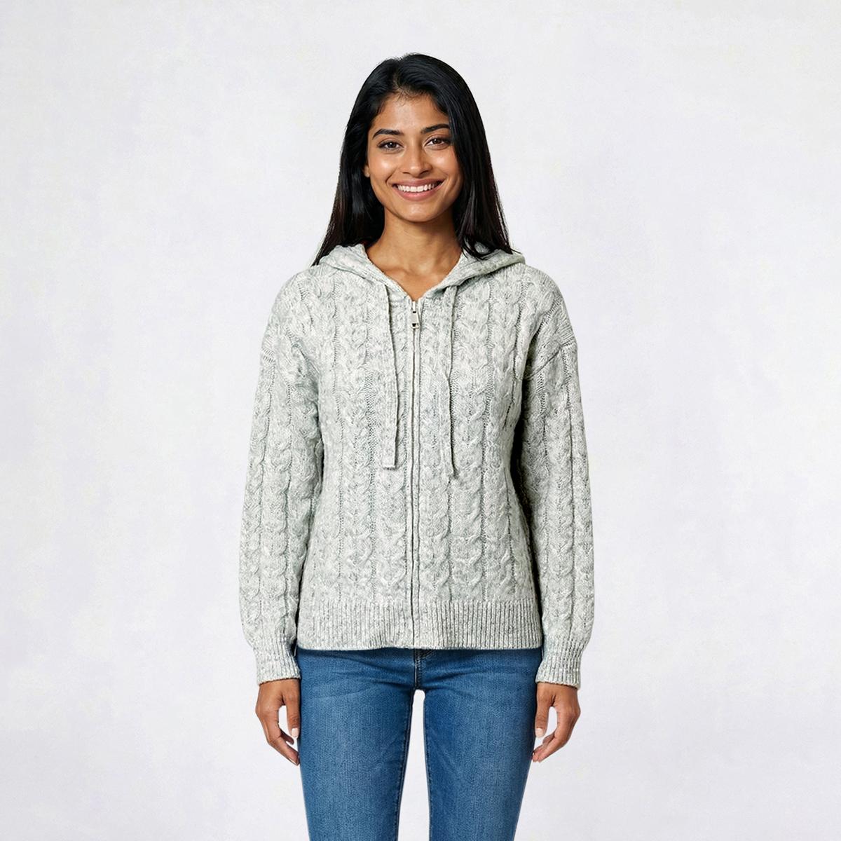 Click here for Juniors Pink Rose Cable Zip Hoodie Cardigan prices